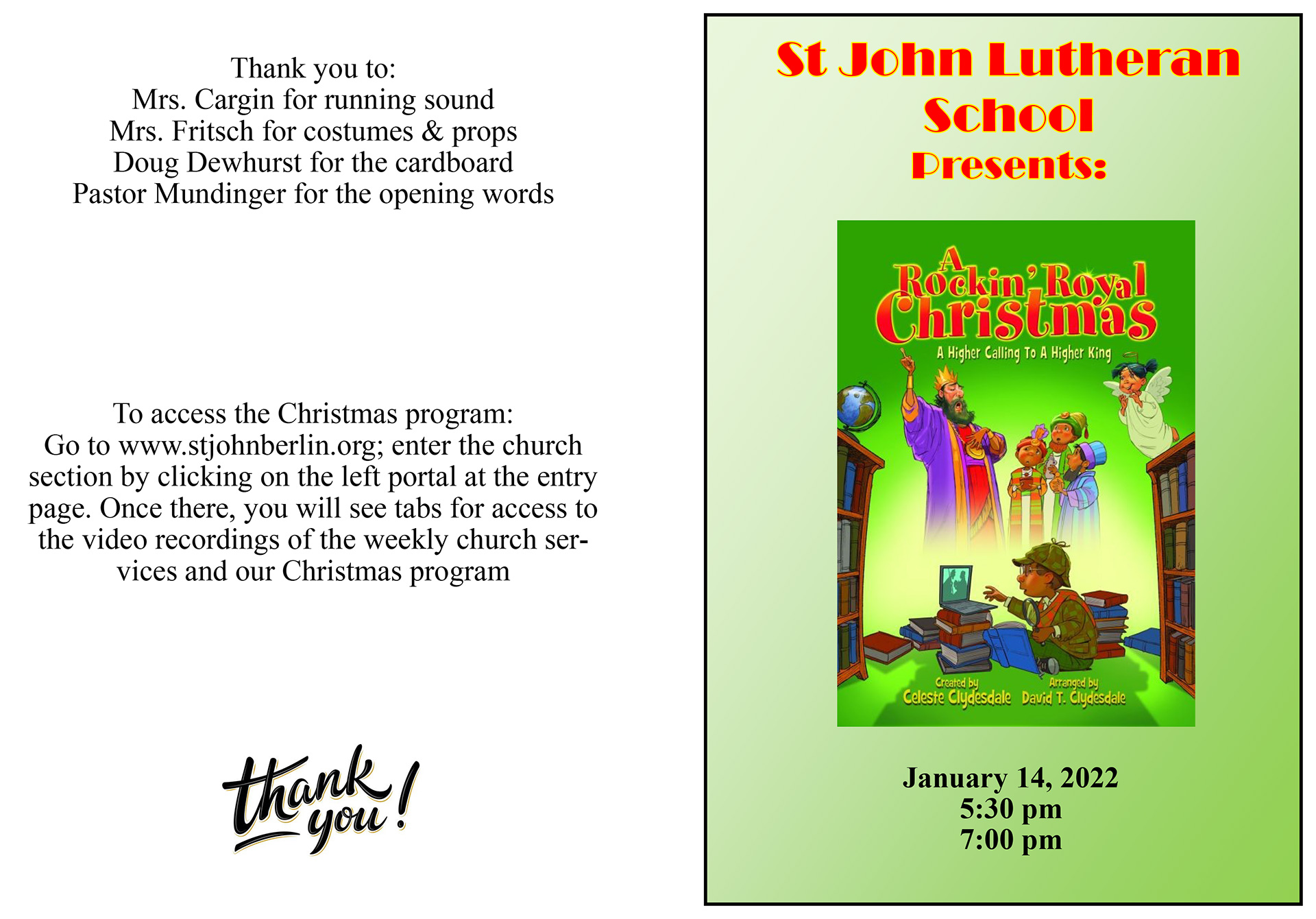 Church Service/Bulletins – St. John Lutheran – Berlin, WI